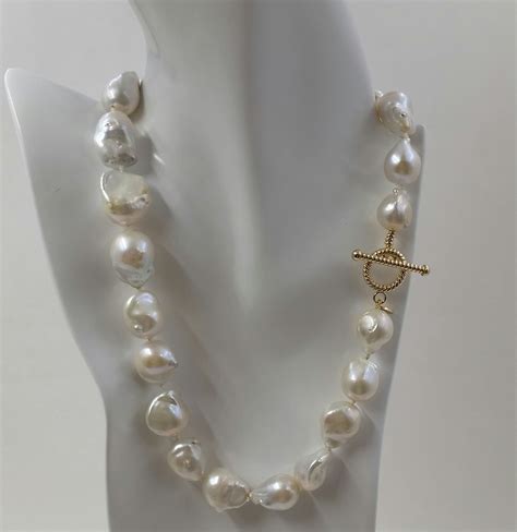 Baroque Fresh Water Pearl Necklace W 14 Karat Toggle Clasp S And K Ltd