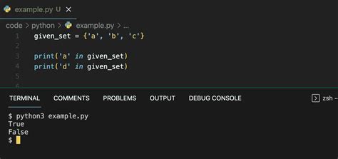 python program to check if a set contains an element or not codevscolor