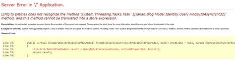 c linq to entities does not recognize the method system threading