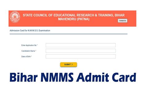 Bihar Nmmss Scholarship Admit Card 2023 24 Download Link All Jobs For You