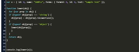 convert json object to lowercase code example
