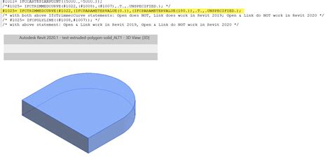 problems importing ifc extruded geometry into revit 2019 and 2020