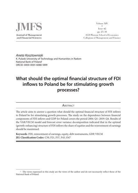 Pdf What Should The Optimal Financial Structure Of Fdi Inflows To