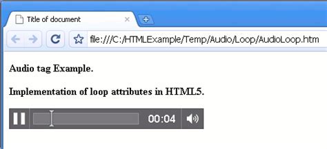 html5 audio loop use of loop attribute of audio tag in html5