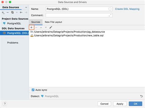 ddl data sources datagrip documentation