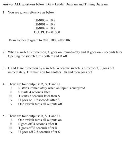Solved Answer All Questions Below Draw Ladder Diagram And
