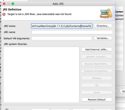 java 11 can not add as jre in spring tool suite version 3 9 7 stack