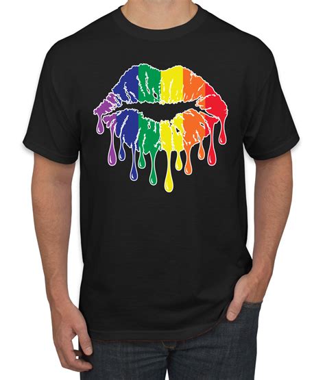 Rainbow Lgbtq Gay Pride Dripping Lips Lgbt Pride Mens Graphic T Shirt