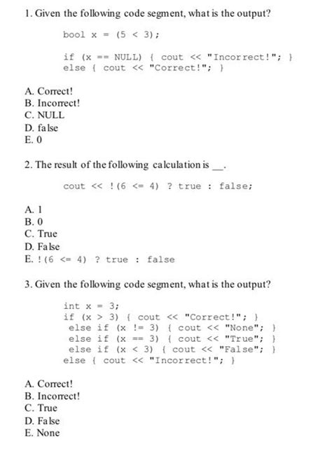 solved 1 given the following code segment what is the