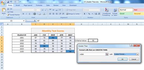 how to use conditional formatting to highlight cells less