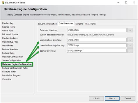 default database files locations sql server 2016