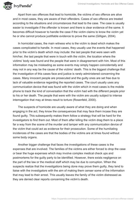 Criminal Investigations Homicide And Sex Offense Cases 2032 Words