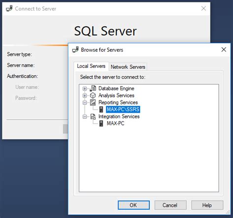 sql server ssms can t connect to ssrs stack overflow