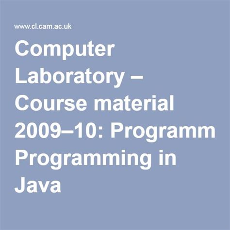 computer laboratory course material 2009 10 programming in java