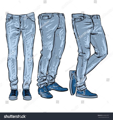 Hand Drawn Fashion Design Mens Jeans Stock Vector 444823357 Shutterstock