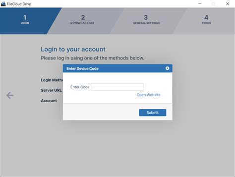 using code based authentication for drive filecloud docs