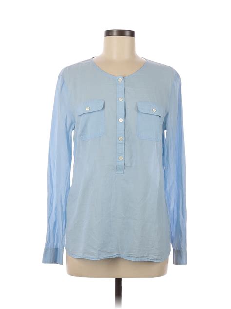 Ann Taylor Loft Blue Long Sleeve Blouse Size M 75 Off Thredup