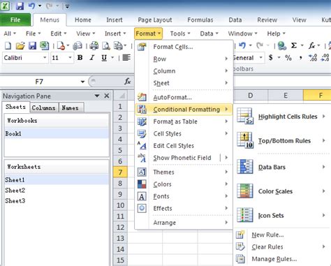 where is edit conditional formatting in office 2007 2010 2013 and 365