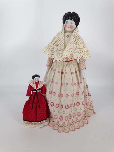 Lot 2 German China Head Dolls With Cloth Bodies And China Lower