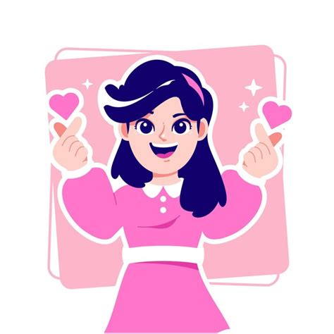 Geste Damour Personnage Davatar De Dessin Animé De Fille Douce