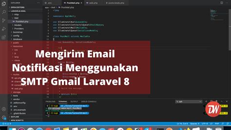 mengirim email notifikasi menggunakan smtp gmail laravel 8