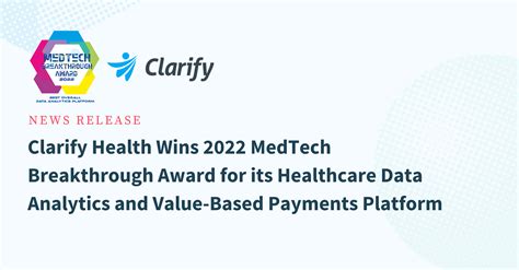 News Release Clarify Health Wins 2022 Medtech Breakthrough Award For