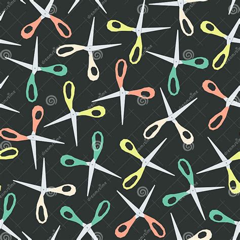Vector Seamless Pattern With Scissors For Sewing Illustration With