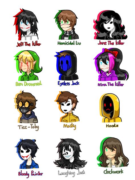 Creepypasta Characters 1 By Beamb2 On Deviantart