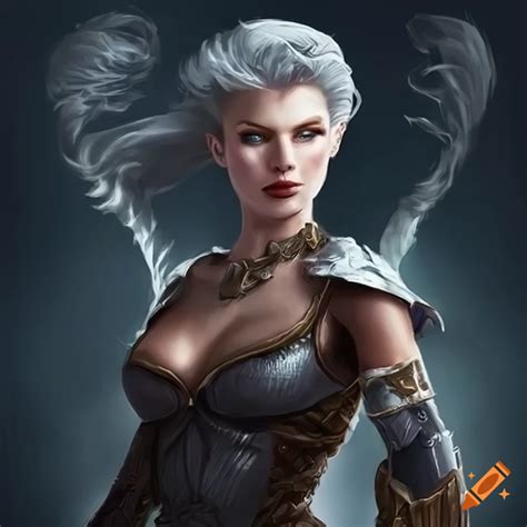 Heroic Fantasy Illustration Of A Young Woman With Grey Hair