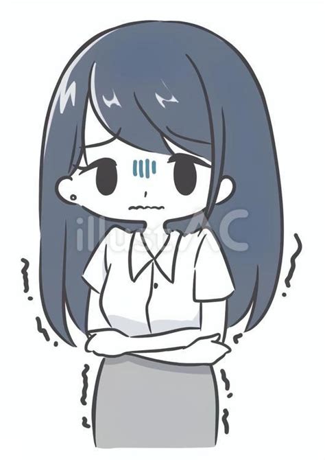 身を抱いて震える女性イラスト No 24332518／無料イラスト フリー素材なら「イラストac」