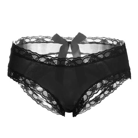 Women Sexy Lace Briefs Crotchles G String Thongs Lingerie Underwear