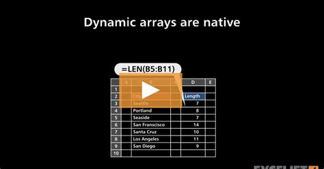 dynamic arrays are native video exceljet