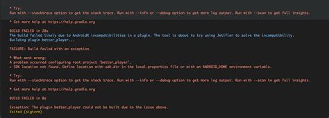 the build failed likely due to androidx incompatibilities in a plugin