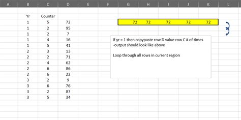 excel copy and paste cell value x amount of times then loop to next