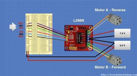 dc motors with l298n dual h bridge and arduino dronebot workshop