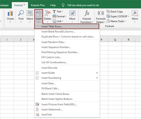quickly insert title rows into a range in excel