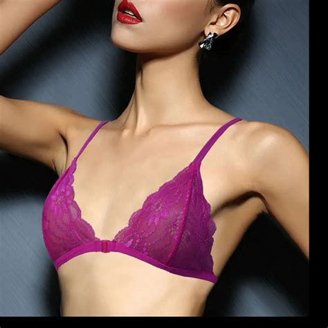 Floral Lace Bralette Cotton Bra Brassiere For Women Sexy Front Close