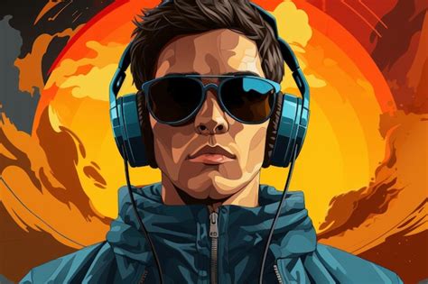 Premium Ai Image Stylish Handsome Man In Sunglasses And Headphones
