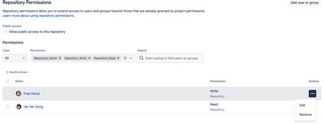 using repository permissions bitbucket data center and server 8 13