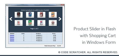 product slider in flash with shopping cart in windows form