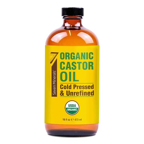 Glass Bottle Castor Oil 16 Fl Oz Organic Cold Pressed Unrefined Glass