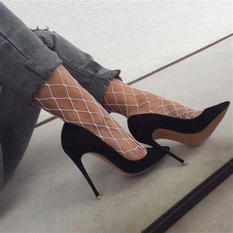 Genshuo Designer Black Heel Shoes Women Thin High Heels Faux Suede