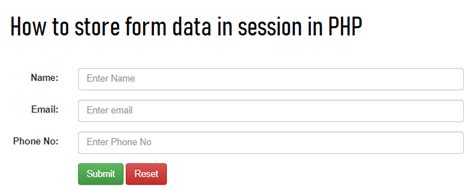 how to store form data in session in php
