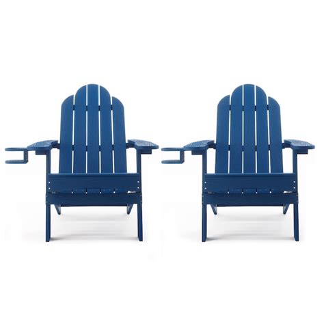 Lue Bona Folding Set Of 2 Navy Blue Plastic Frame Stationary Adirondack