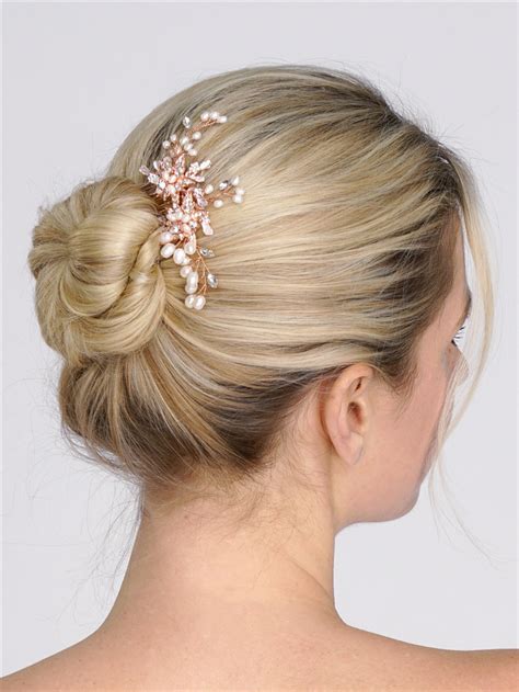 Mariell Rose Gold Freshwater Pearl Wedding Hair Comb Mariell Bridal