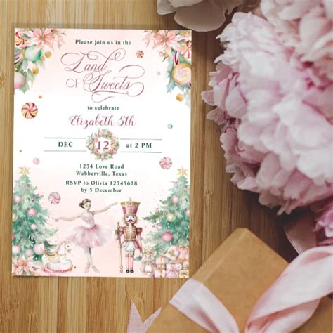 Pastel Pink Nutcracker Land Of Sweets Birthday Invitation Zazzle