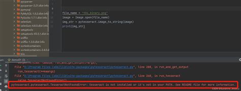 tesseractnotfounderror tesseract is not installed or it‘s not in your