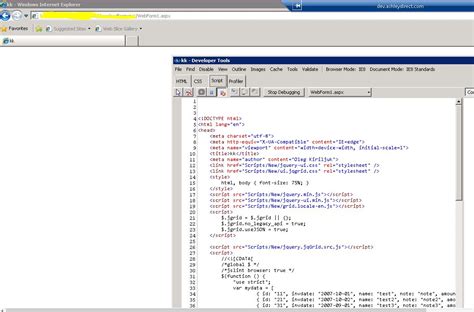 javascript jqgrid is not loading in ie 8 32 bit working fine in ie 8