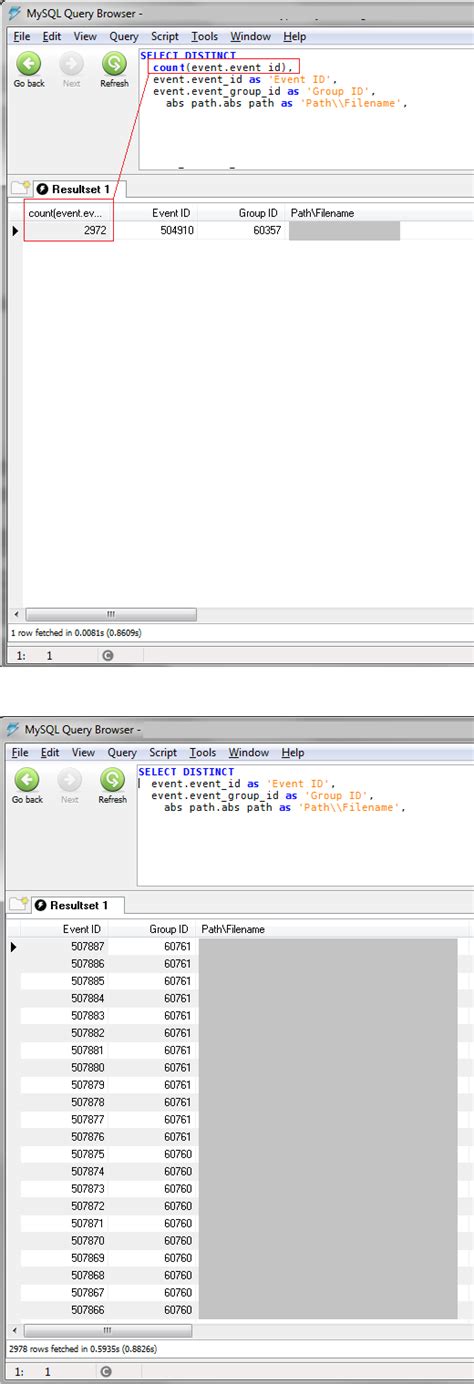 mysql php sql returning query results and counts