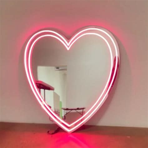 Heart Mirror Custom Neon Sign Led Mirror Selfie Mirror Etsy